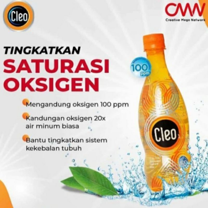 Jual PROMO CLEO OKSIGEN OXYGENATED WATER 100PPM 500ML 24 BOTOL | Shopee ...