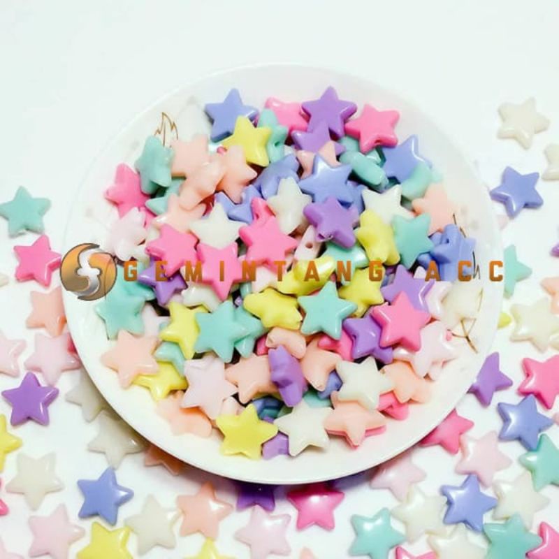 Jual (60 pcs) Mote Manik Bintang Dof Pastel Manik Bintang Warna Warni ...