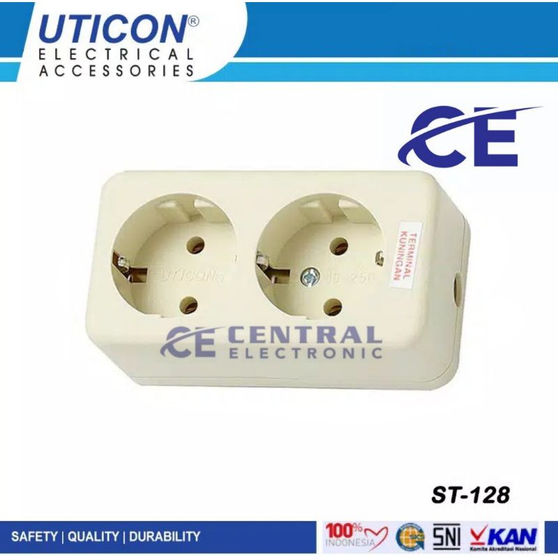 Jual Stop Kontak 2 Lubang Uticon, ST 128 socket outlet / Terminal ...