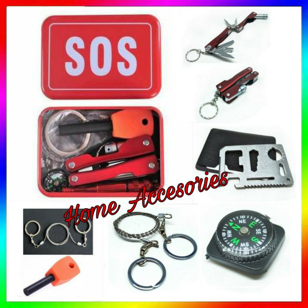 Jual ALAT CAMPING MULTIFUNGSI l SET ALAT SURVIVAL TOOL KIT SOS/Alat ...