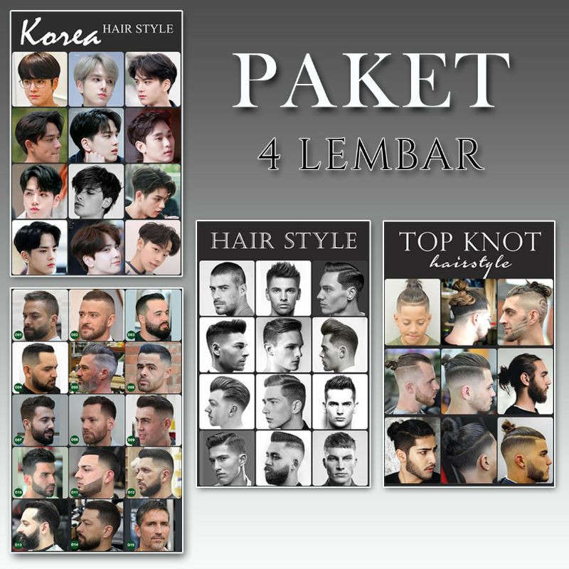 Jual poster pangkas rambut Poster barbershop Hiasan dinding salon Model ...