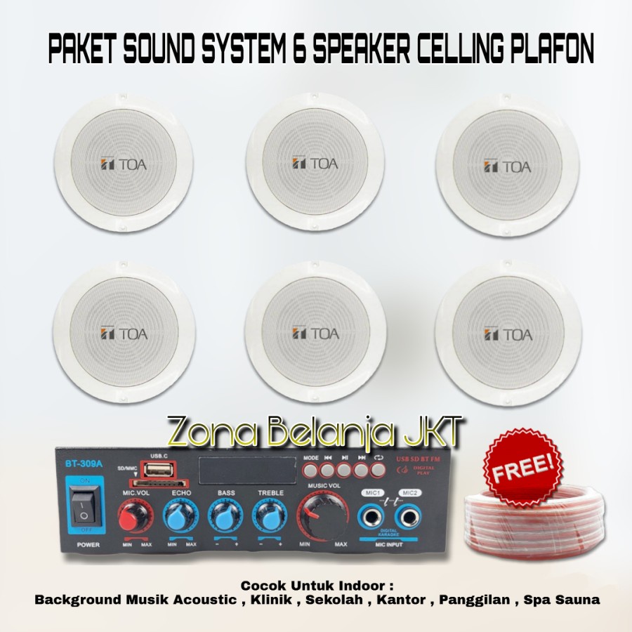 Jual PAKET SOUND SYSTEM TOA CEILING PLAFON 6 SPEAKER CAFE RESTO KLINIK ...