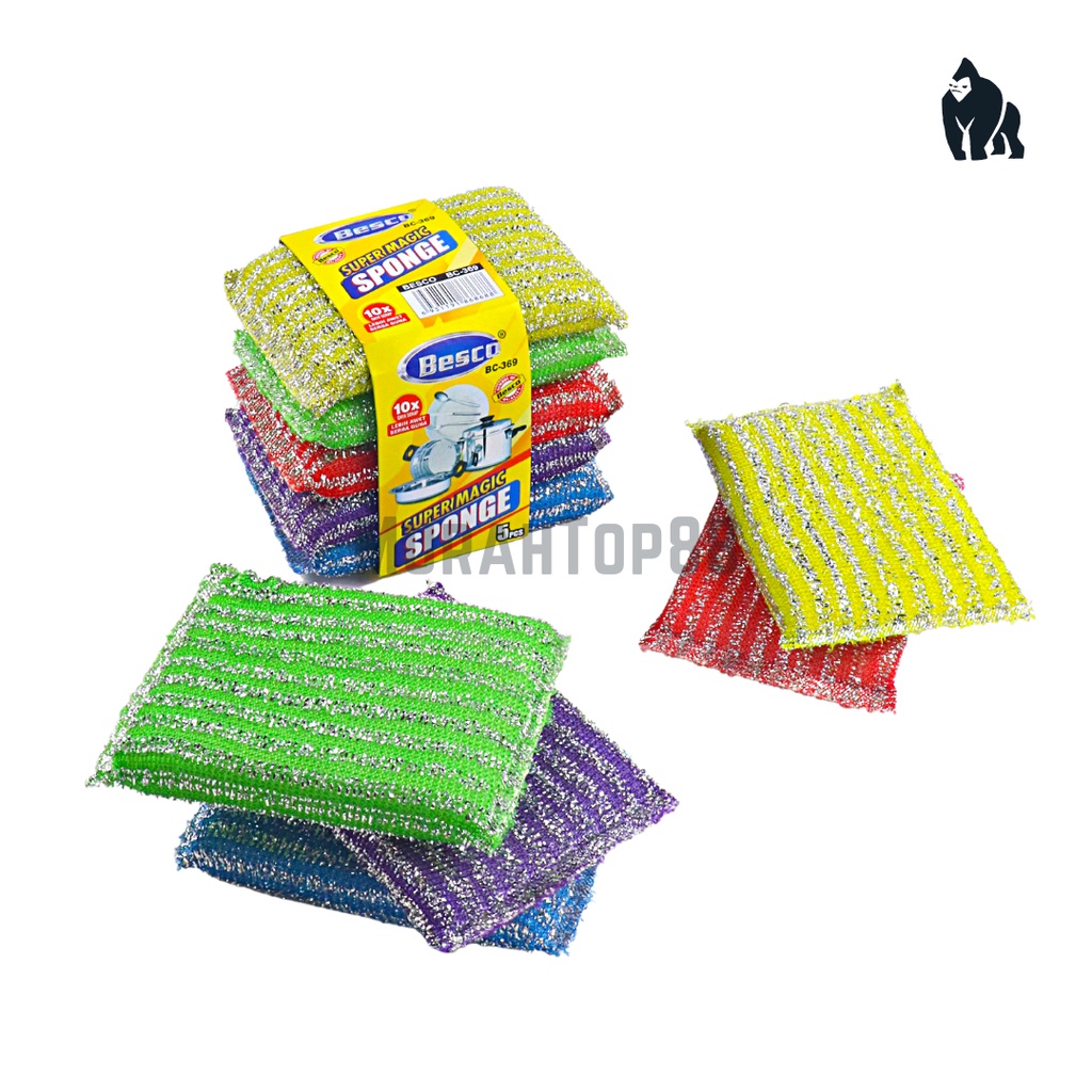Jual Spons Bantal Busa Cuci Piring Metalik Glitter / Super Magic Sponge ...