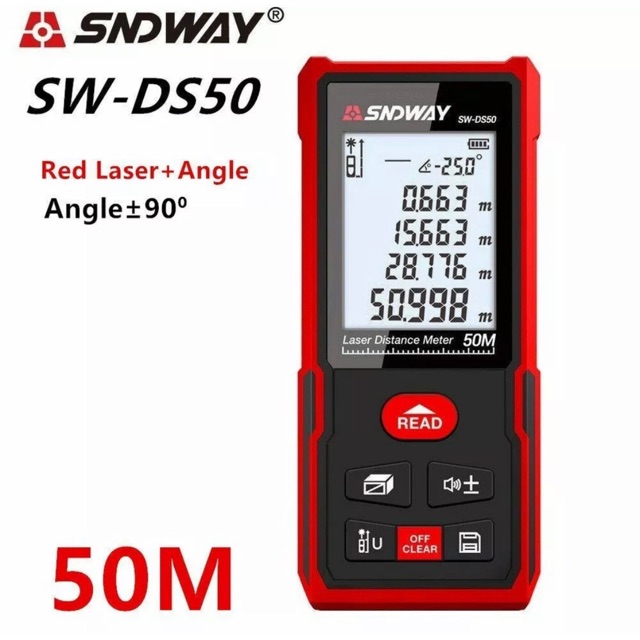 Jual SNDWAY SW-DS50 Meteran 50M Laser Digital Distance RangeFinder Tape ...