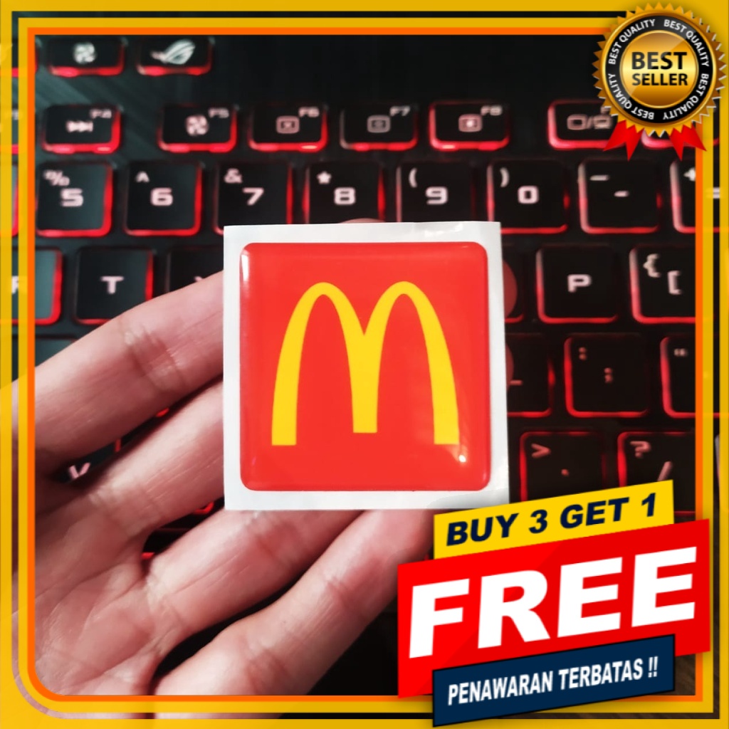 Jual [PROMO BUY 3 GET 1] MCD LOGO STIKER 3D RESIN LENTUR STIKER OUTDOOR ...