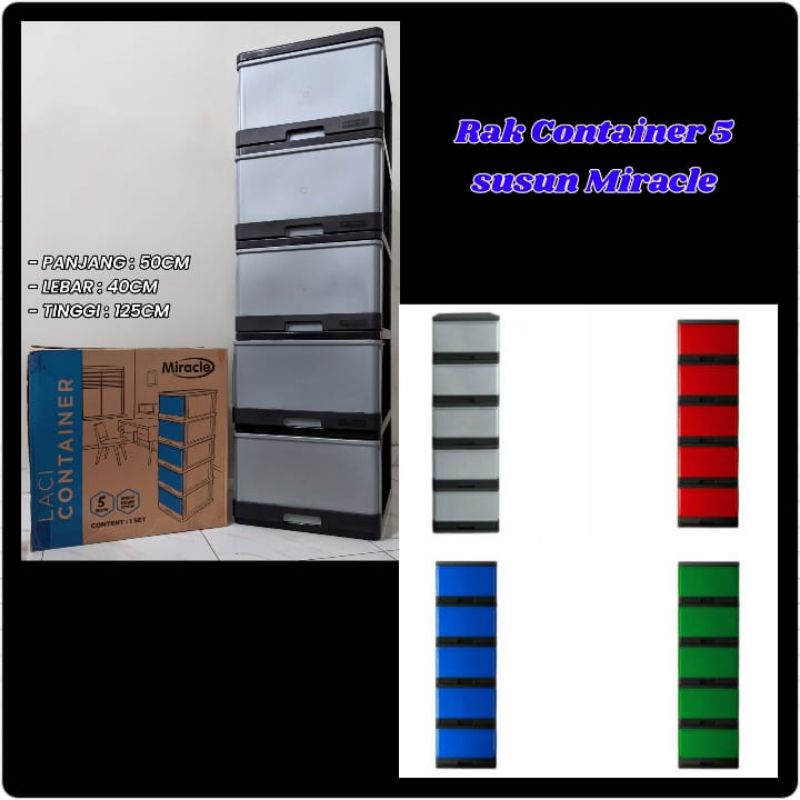 Jual RAK CONTAINER 5 SUSUN MIRACLE LEMARI LACI PLASTIK UNTUK BAJU ARSIP ...