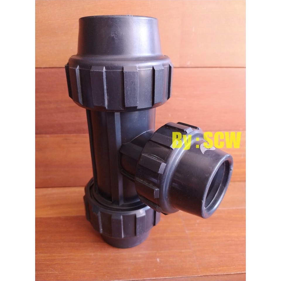 Jual Tee HDPE 25mm 3/4" Inch Tee Compression Fitting Sambungan Pipa ...