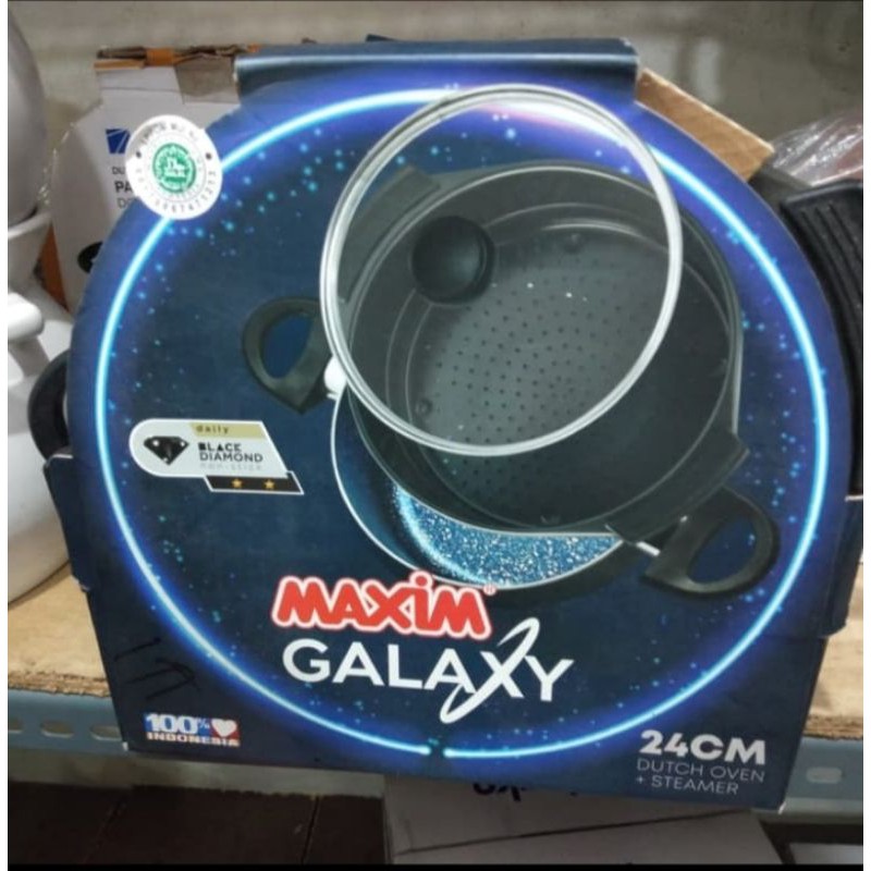 Jual maxim galaxy 24 dosteam panci langseng + tutup panci kaca 24 cm ...