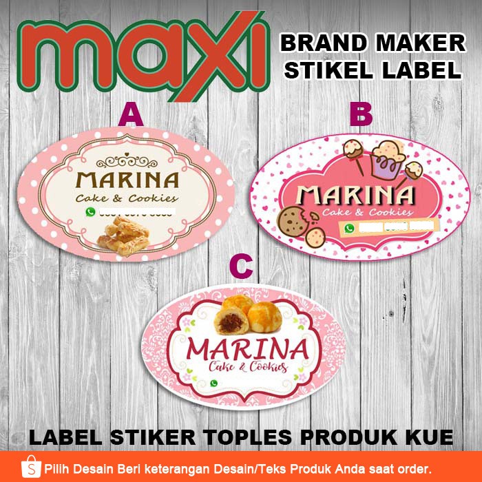 Jual Cetak Stiker Label Produk Kue Stiker Toples Kue Bentuk Oval Isi ...