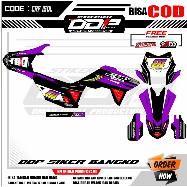 Jual decal stiker crf 150 l full body supermoto dekal sticker striping motor crf150l costum logo ...