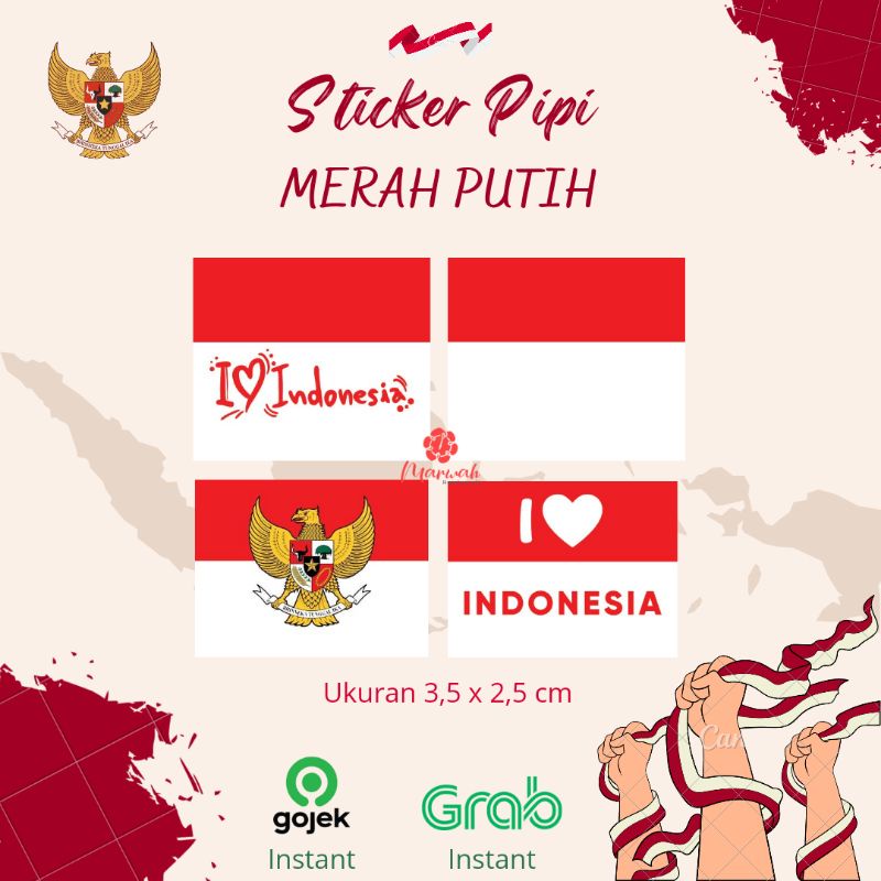 Jual Stiker Pipi Merah Putih isi 20 pcs Stiker Pipi agustusan stiker ...