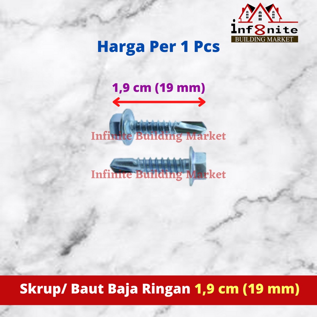 Jual Sekrup Skrup Roofing Baja Ringan 10x19 Baut Ruping Baja Ringan 1,9 ...