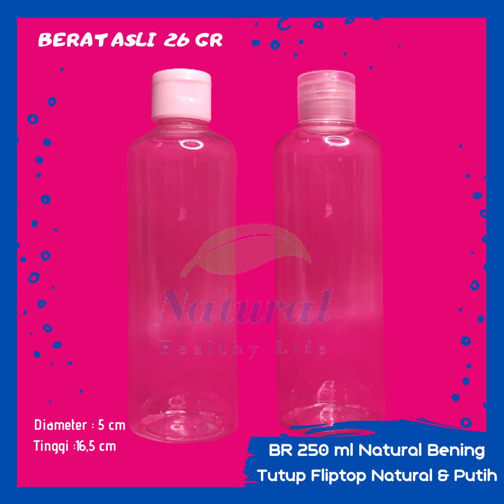 Jual Botol 250ml BR Natural Bening Fliptop N 24 Bahan PET | Shopee Indonesia