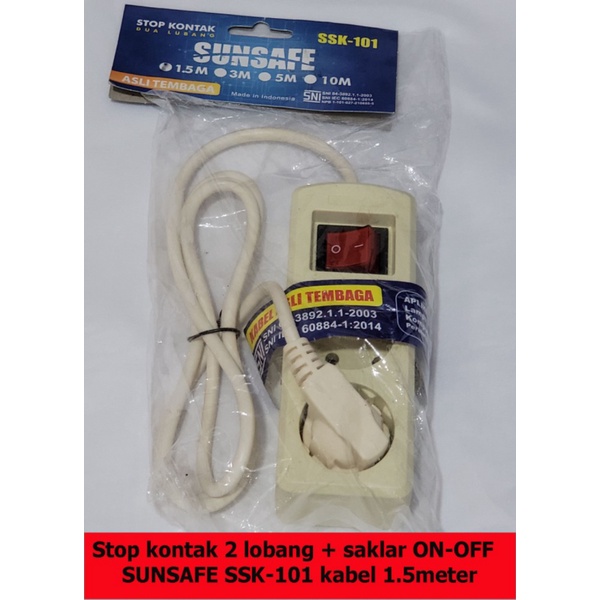 Jual stop kontak 2 lobang saklar on off 15m SUNSAFE SK-101 berkualitas | Shopee Indonesia