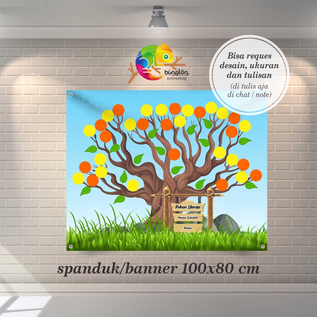 Jual Size 100x80 Cm Spanduk, Banner Pohon Literasi Sekolah, Pohon Cita ...