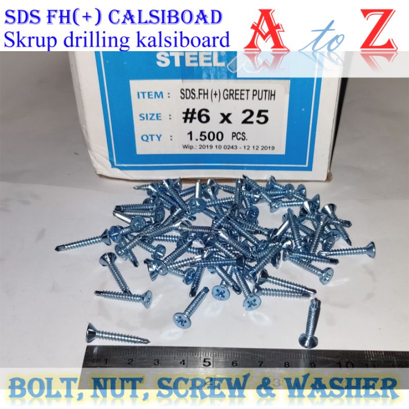 Jual SDS FH(+) calsiboard 6 x 25 mm (1kotak)/skrup drilling kalsiboard ...