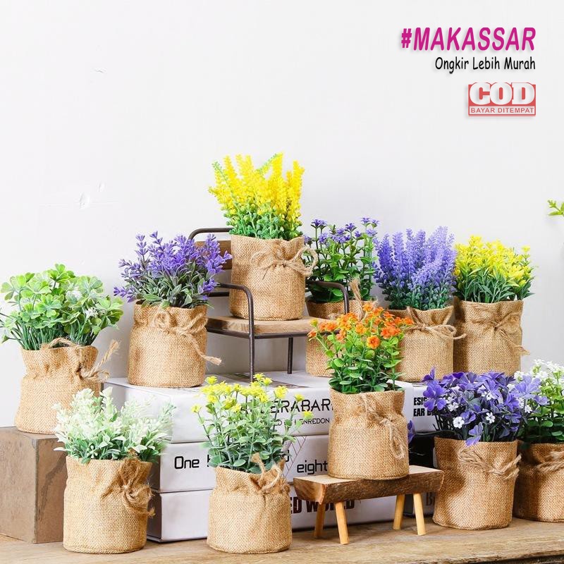 Jual BUNGA POT GONI Artificial Palsu Imitasi Tanaman Sintetis Pajangan ...