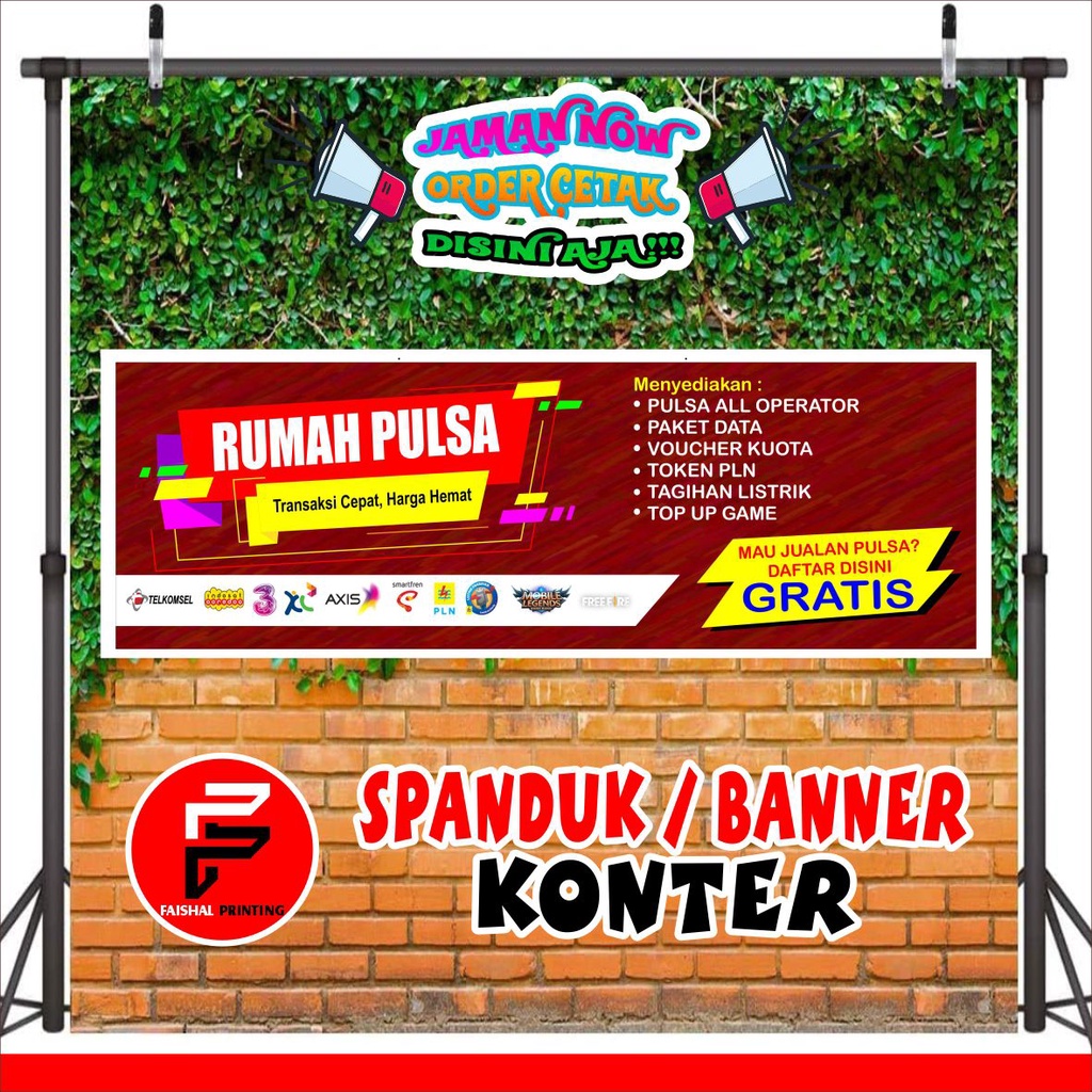 Jual banner kios pulsa spanduk konter pulsa ukuran 3 x 1 meter | Shopee ...