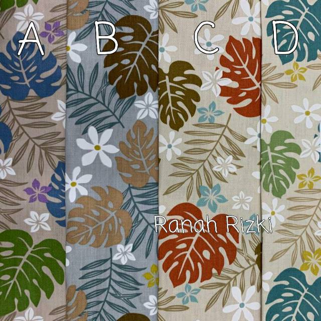 Jual kain katun jepang motif daun monstera km455 / floral janda bolong ...