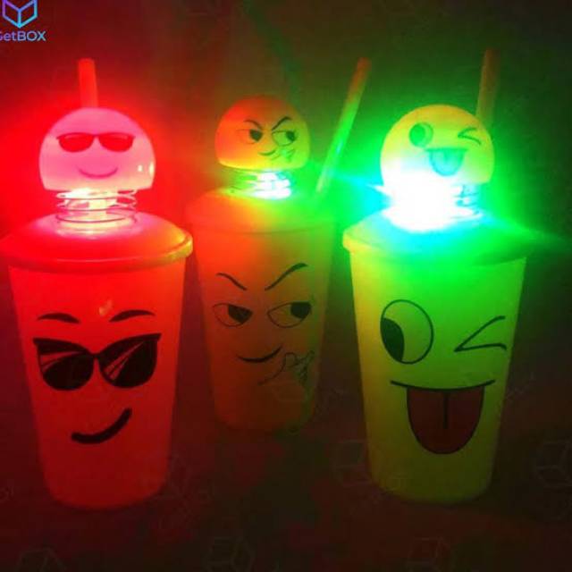 Jual Gelas Emoticon LED/ Gelas Emoji/ Tempat Minum Emoticon LED ...