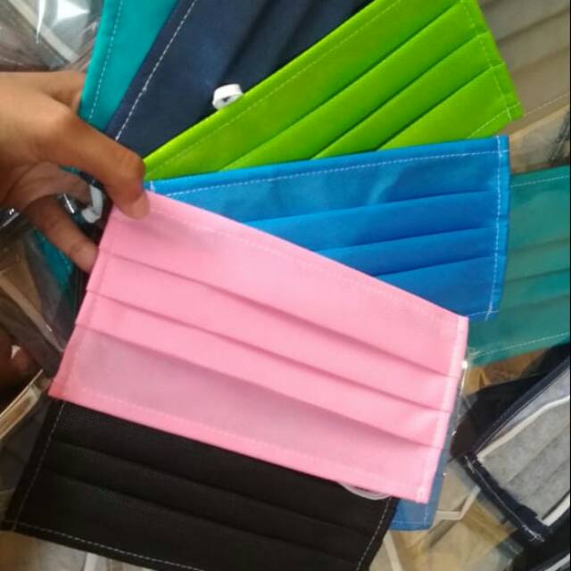 Jual Masker karet hijab/non hijab bahan 2 layer, masker kain karet ...