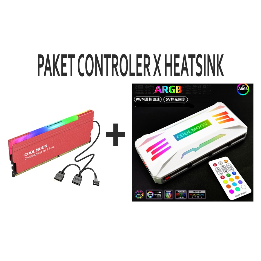 Jual coolmoon Remote hub kontroler ARGB PWM FAN syncron controler ...