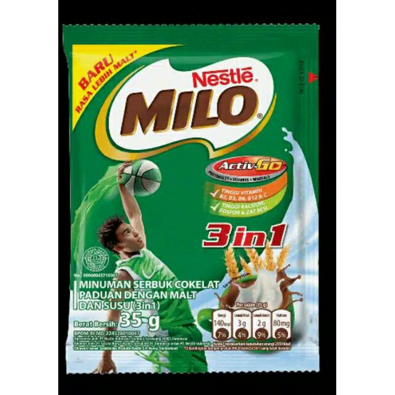 Jual MILO 3 in 1 ACTIV-GO 35gr ECER SACHET | Shopee Indonesia