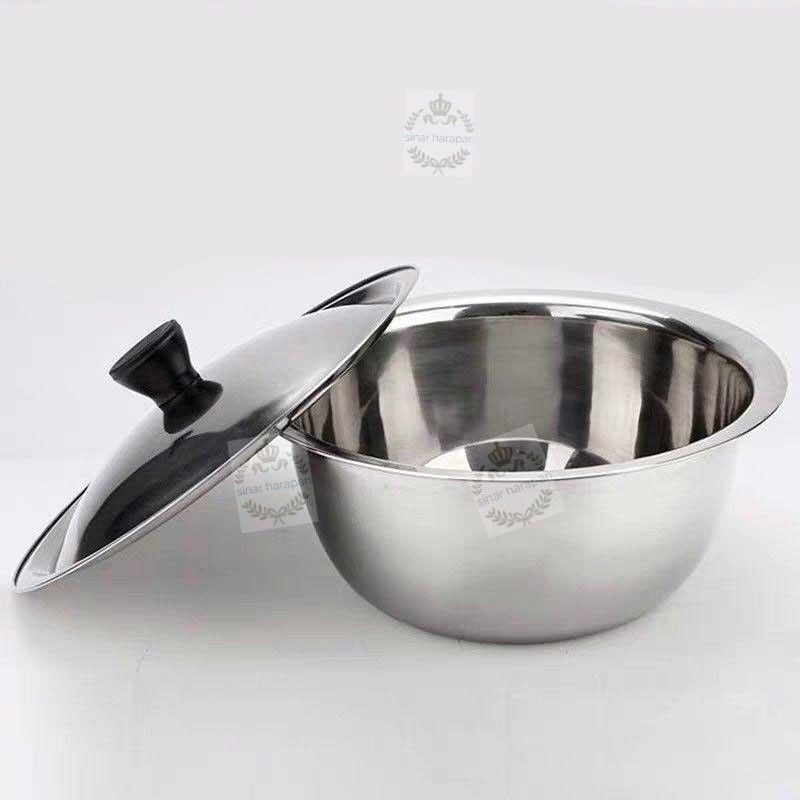 Jual waskom Stainless + tutup 22cm /waskom sayur | Shopee Indonesia