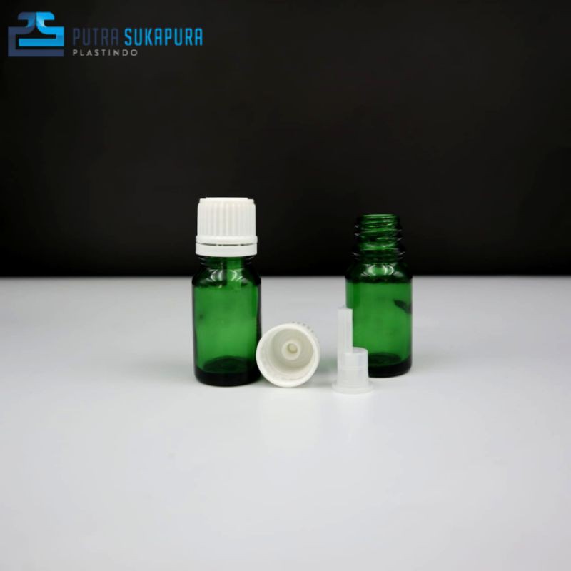 Jual Botol kaca 10ml hijau / Botol essential oil 10ml - Filler putih ...