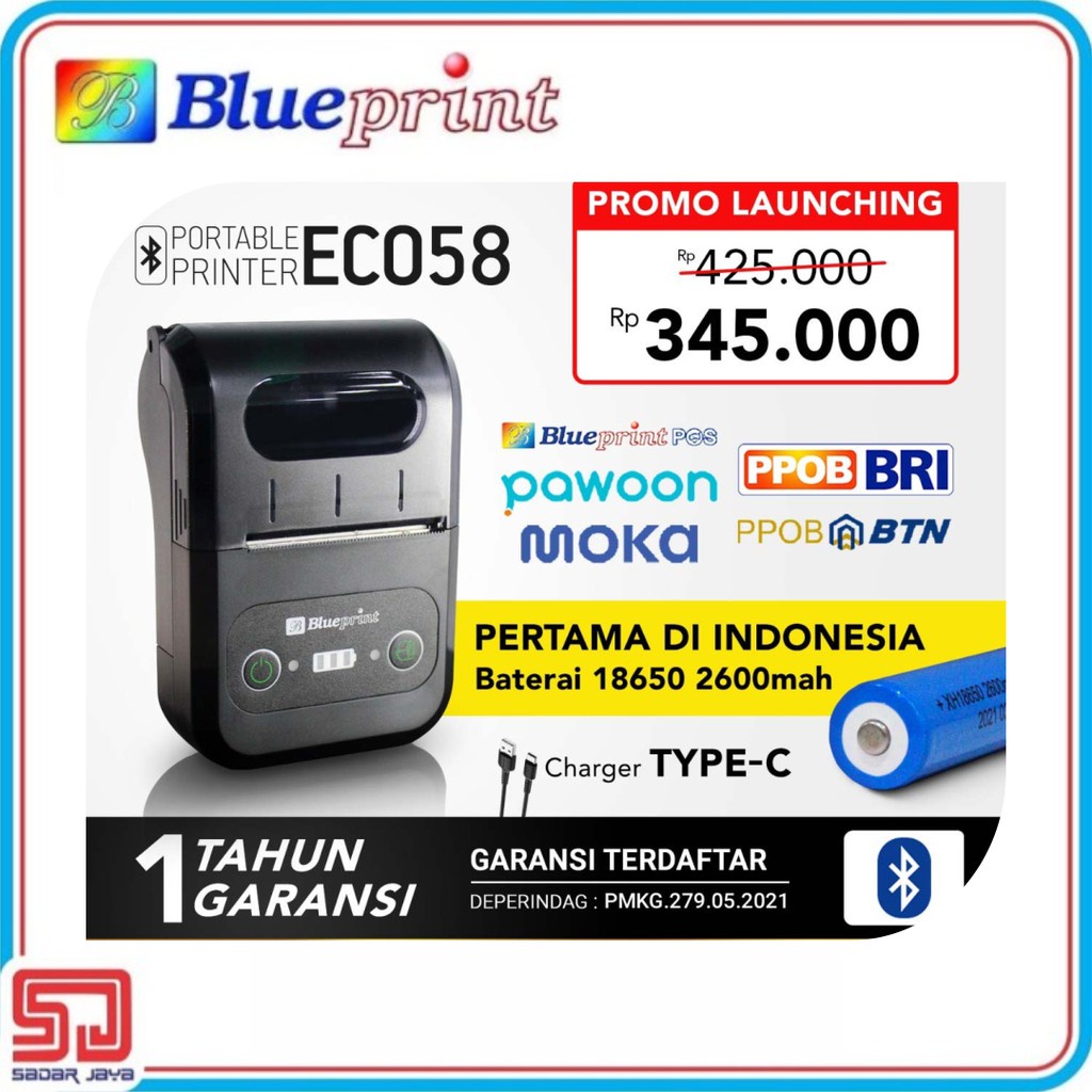 Jual Blueprint ECO58 Printer Thermal Bluetooth Portable Struk Nota ...