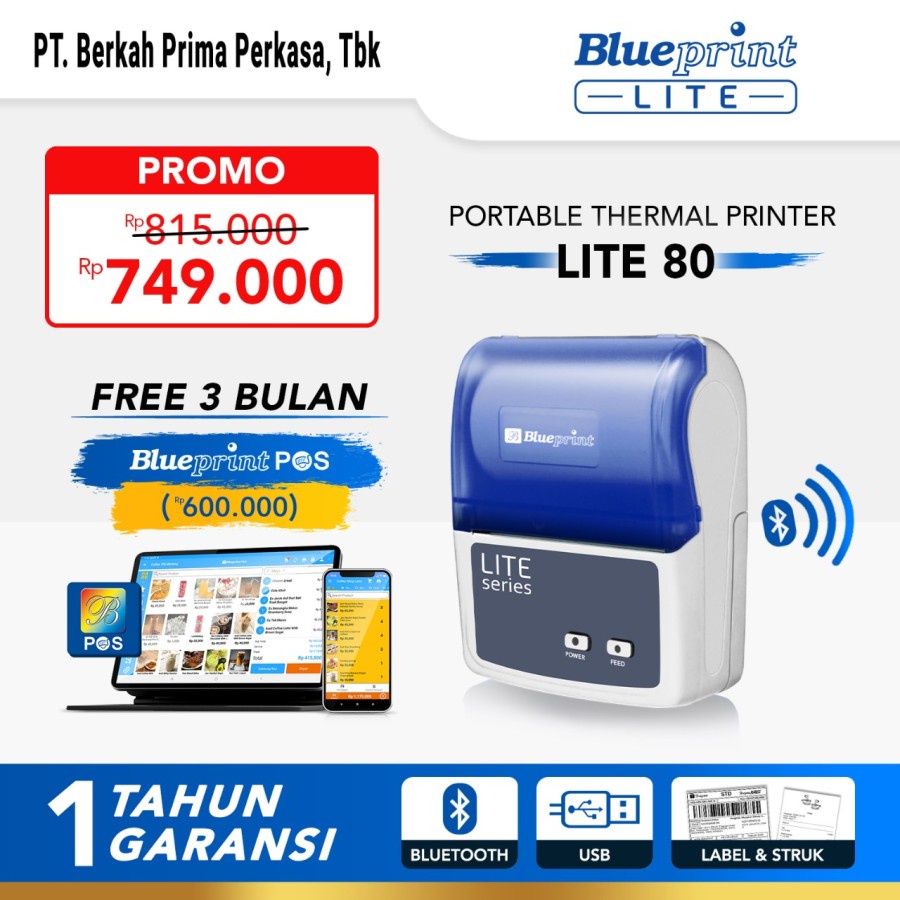 Jual Printer Thermal Label 80 BLUEPRINT BP LITE80 USB + Bluetooth ...
