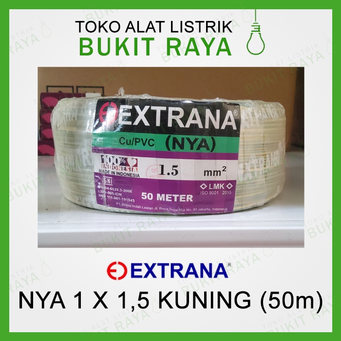 Jual EXTNYA15K Extrana Kabel NYA 1,5 Kuning 1 x 1,5 50m | Shopee Indonesia