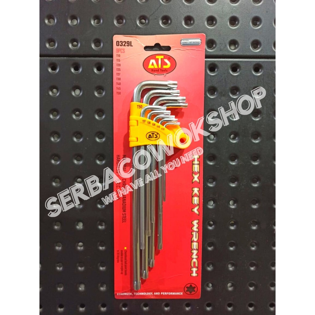 Jual ATS Kunci L Set 9 Pcs Bintang Lubang Chrome T10 - T50 Extra Long ...