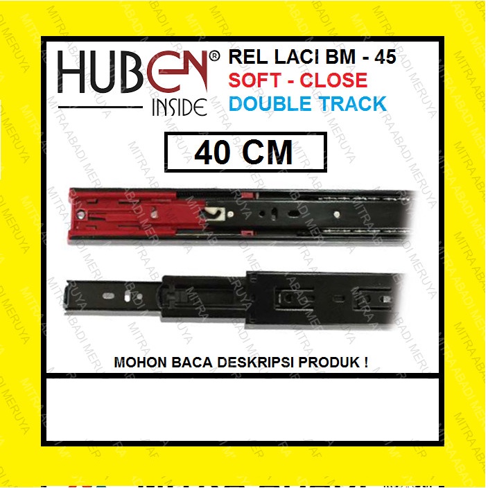 Jual Rel Laci HUBEN Slowmotion 40 cm Full Extension BM-45 | Shopee ...