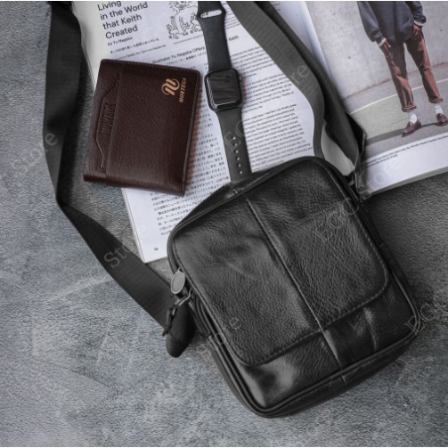 Jual Tas Selempang Pria Kulit ASLI awet Tas sandang pria tas kantor ...