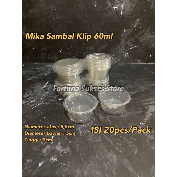 Jual [ISI 20PCS] Mika Tray Sambal 60ml Saos Klip / Cup Sambal 60ml ...
