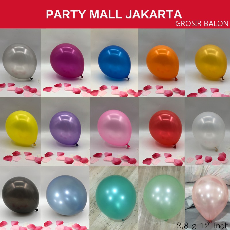 Jual Balon Latex Metalik 12 inch / Balon Pesta / Balon polos Warna ...