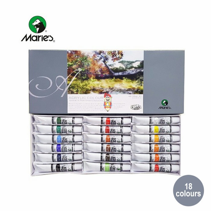 Jual Maries Cat ACRYLIC / CAT AKRILIK Colour Set Type 818 12ml 18 warna ...
