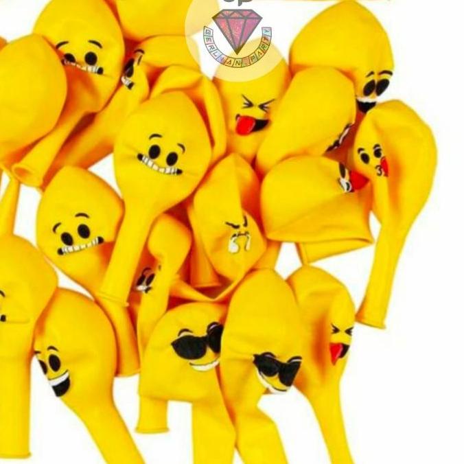 Jual Balon Latex Emoticon / Balon Smile Emoji Mix Perpack isi 100pcs ...