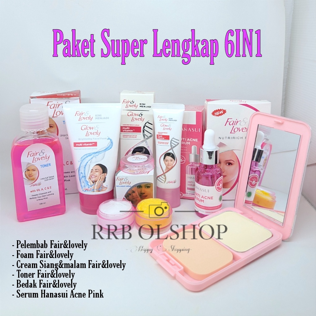 Jual Paket Super Kumplit Fair And Lovely 6in1 Plus Serum Hanasui Anti ...
