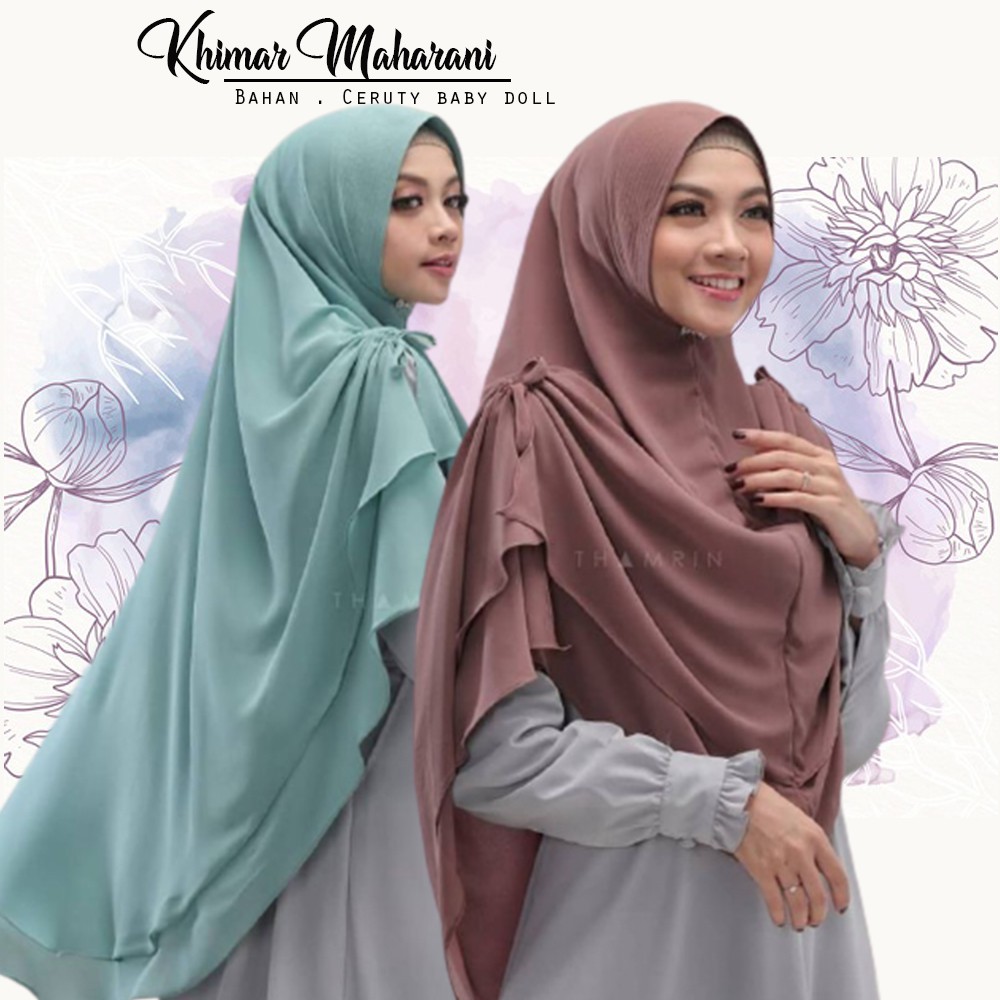 Jual Khimar Syari Jumbo 2 Layer Serut Ceruty Babby doll Kerudung Jumbo ...