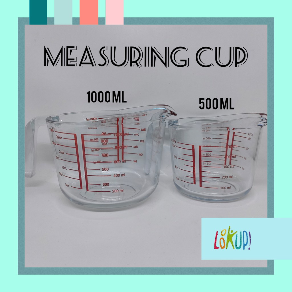 Jual measuring cup glass 500ml 1Liter / gelas takar kaca serbaguna ...