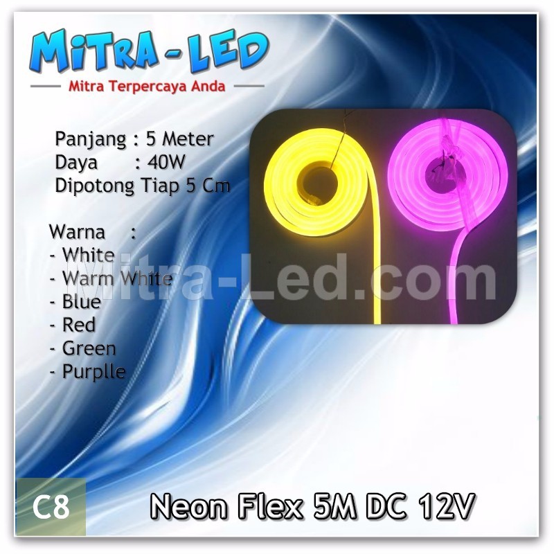 Jual LED NEON FLEX 5M | SPECIAL HURUF TIMBUL DC 12V - C08 | Shopee Indonesia
