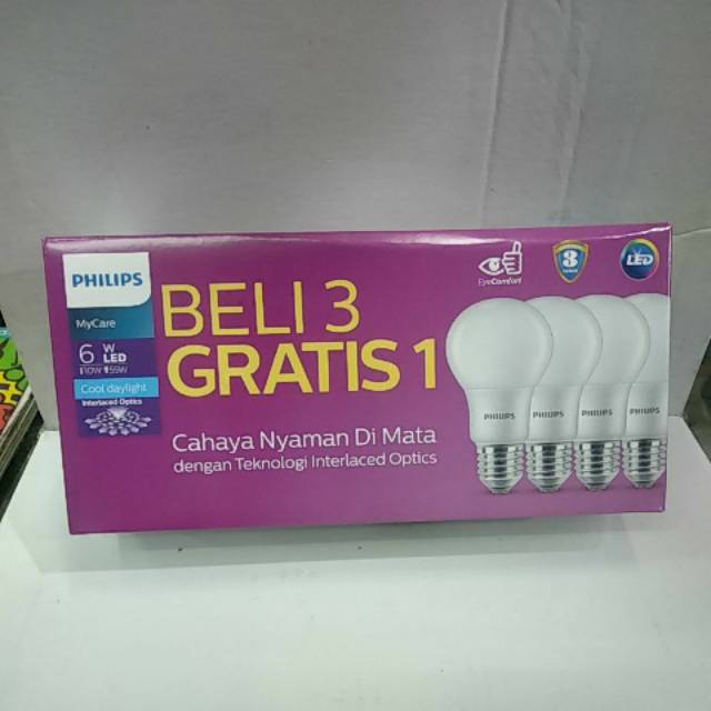 Jual lampu philips led pack 6w - led philips paket 6w isi 4pc | Shopee ...