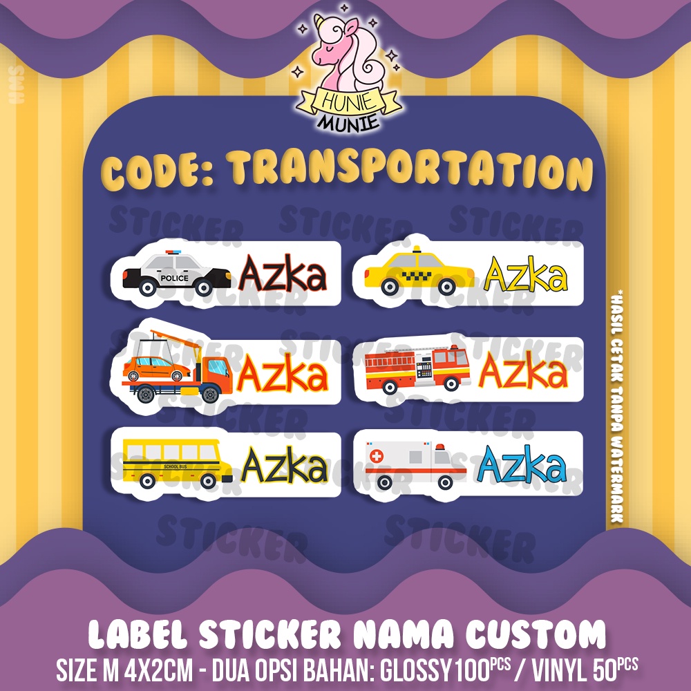 Jual Sticker Label Nama - Transportation Cars (100pcs) Stiker | Shopee ...
