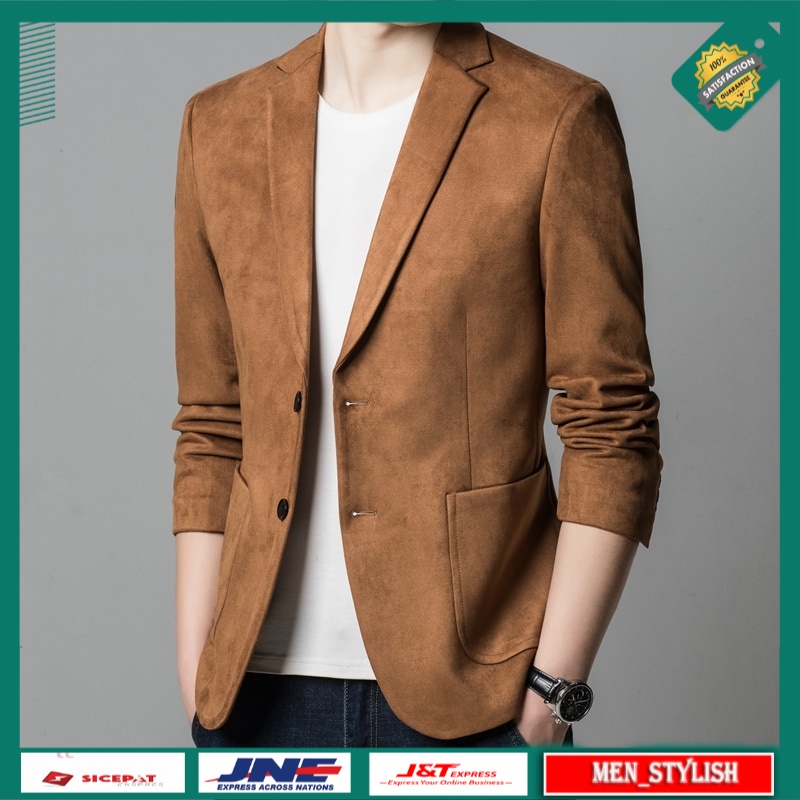 Jual Blazer Pria Casual Premium High Quality Khaki Velvet Americana ...