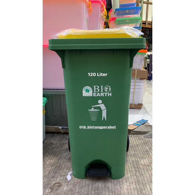 Jual Tempat Sampah Injak 120 Liter Bio Earth Green Leaf | Shopee Indonesia