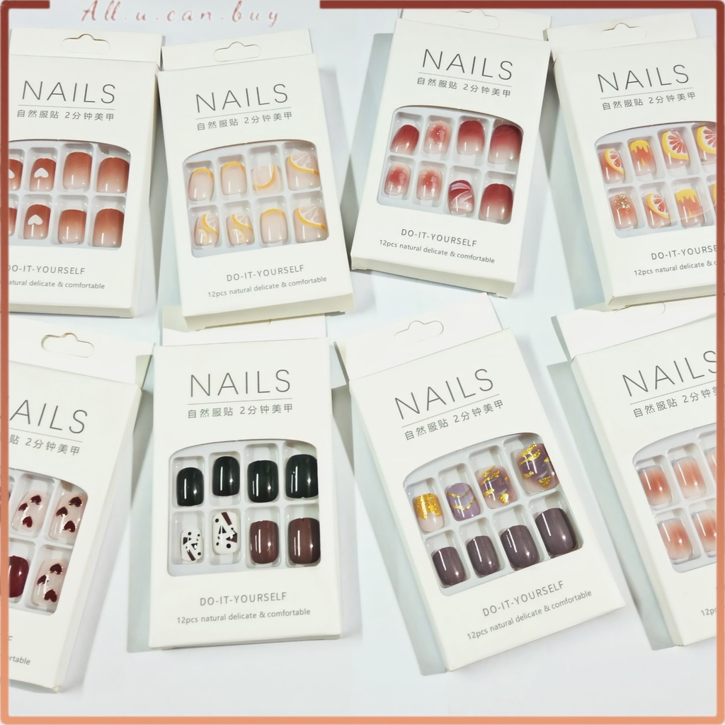 Jual Kuku Palsu Dan Lem Fake Nail Art 3d Kuku Palsu Tahan Air Set 12 ...