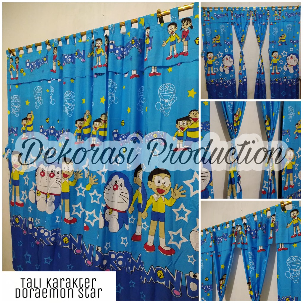 Jual Tirai Gorden Hordeng Bisa Pintu Dan Bisa Juga Jendela Karakter Doraemon Biru | Shopee Indonesia