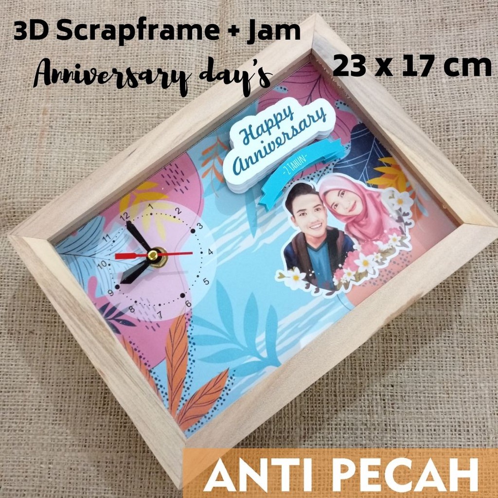 Jual Scrapframe 3D Jam Custom Kado Anniversary A4 Kayu | Shopee Indonesia